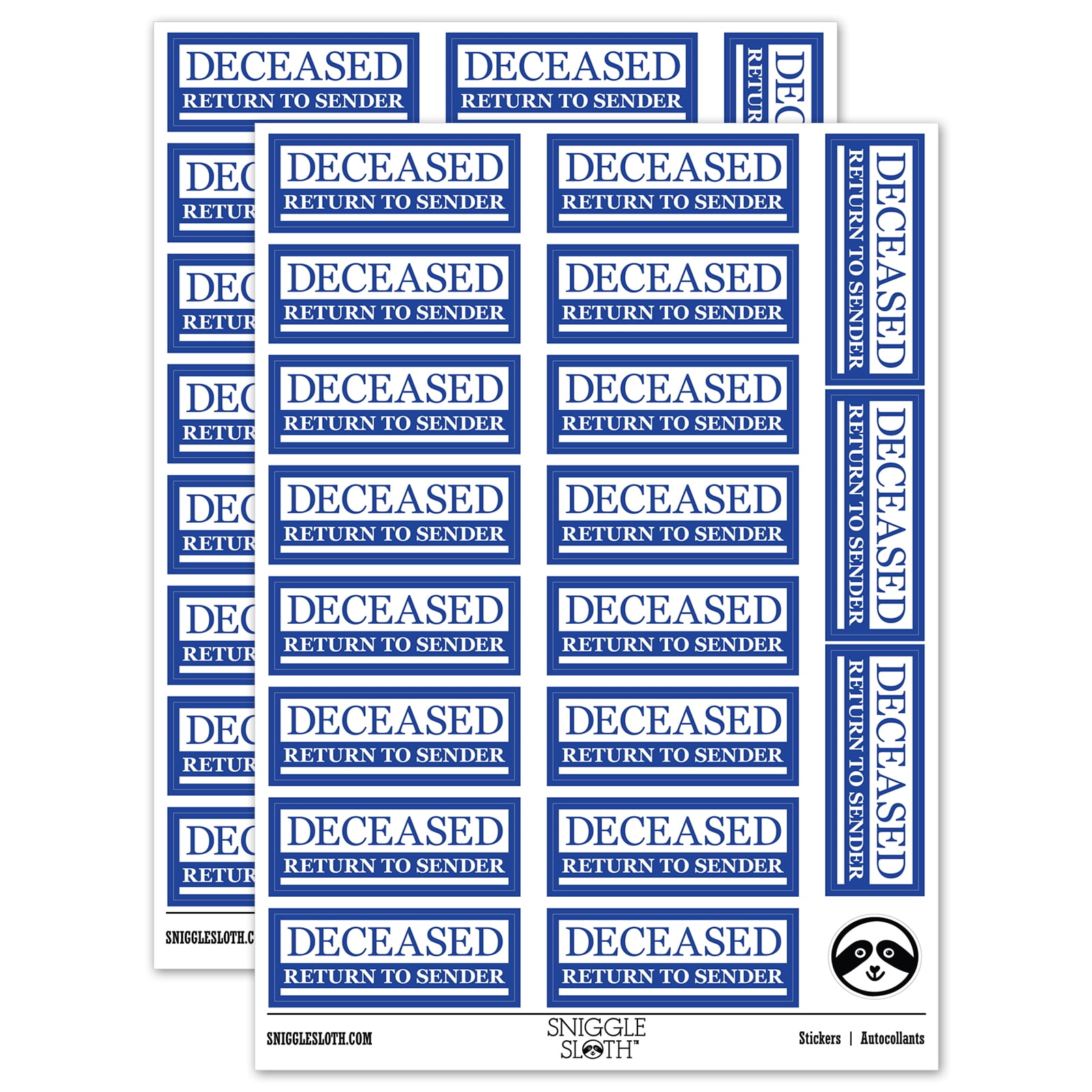 Deceased Return to Sender Mail Delivery Service Sticker Set - Dark Blue ...