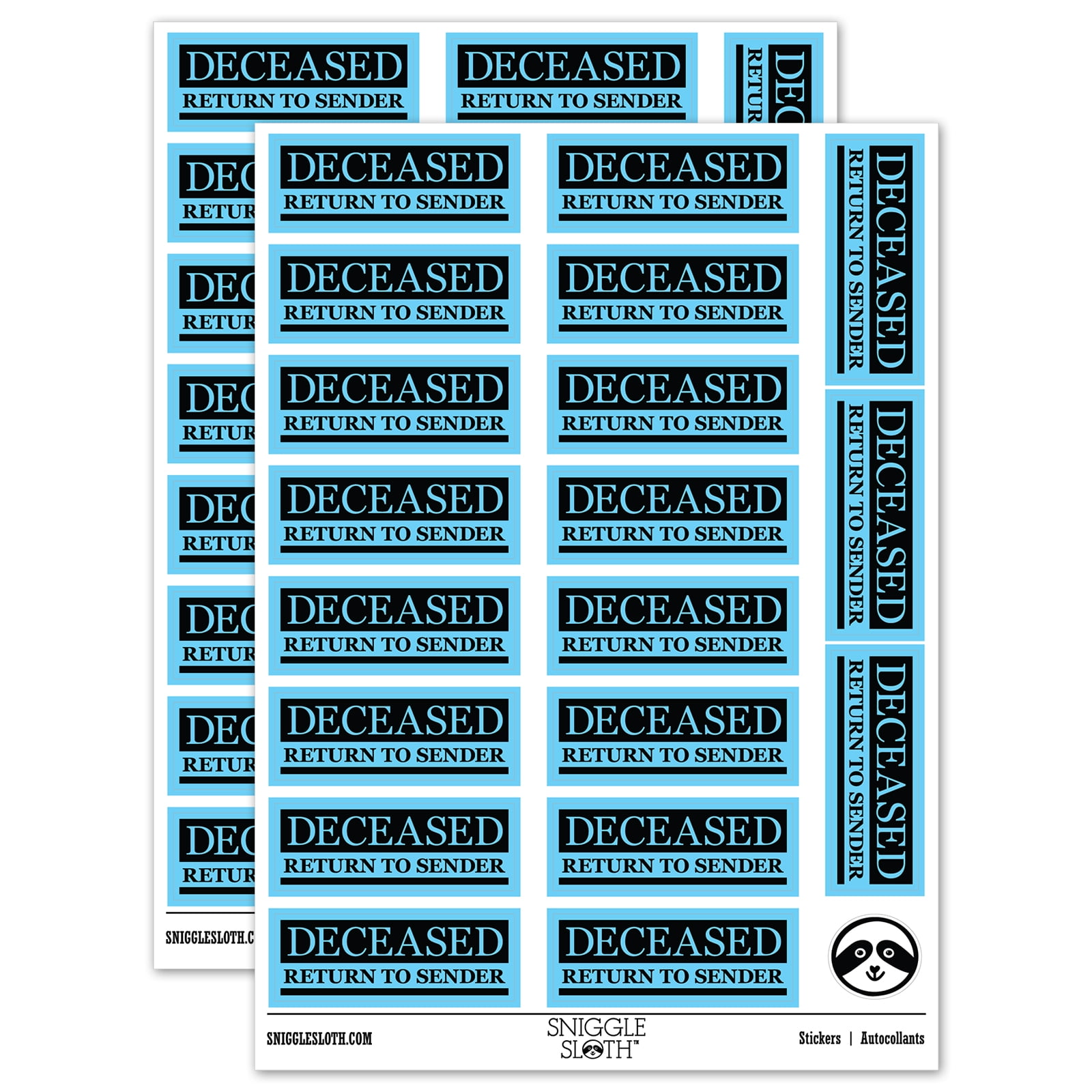Deceased Return to Sender Mail Delivery Service Sticker Set - Light ...