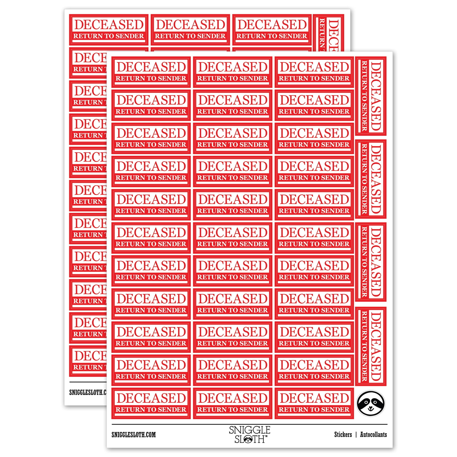Deceased Return to Sender Mail Delivery Service Sticker Set - Red ...