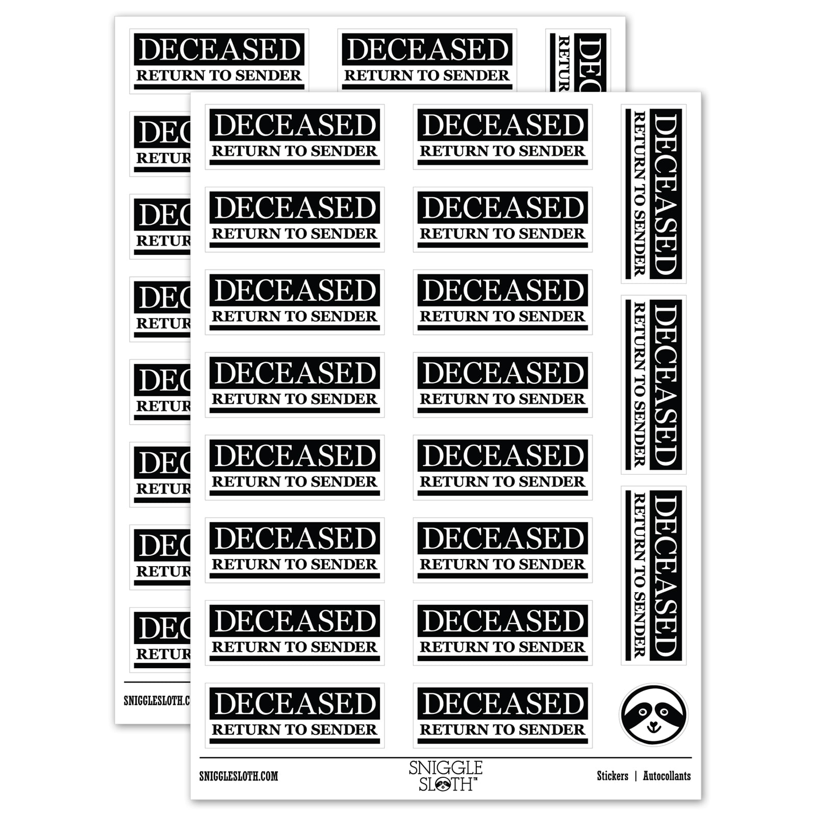 Deceased Return to Sender Mail Delivery Service Sticker Set - White ...