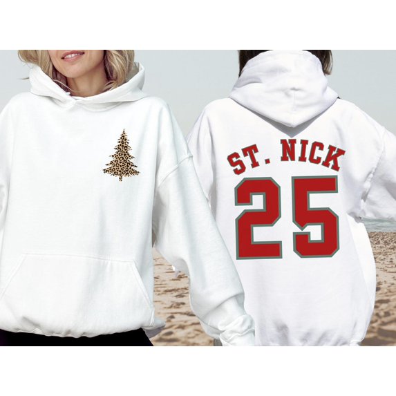 December 25 Hoodie, Winter Santa Cheetah Print Hoodie, Family Winter ...