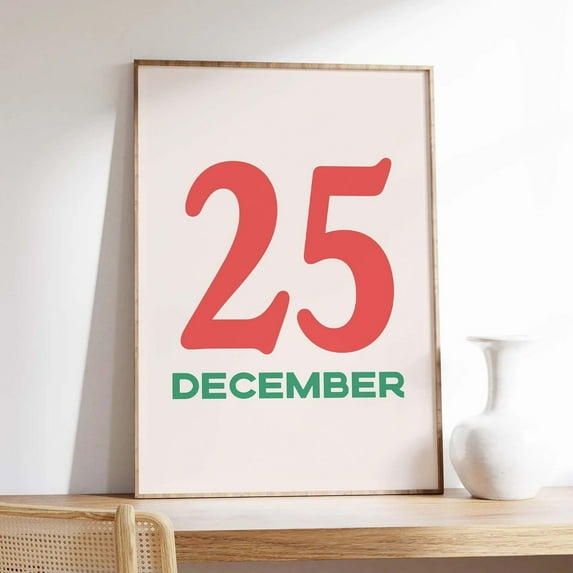 December 25 Poster Cute Decor Minimal Wall Art Date Poster, Unframed ...