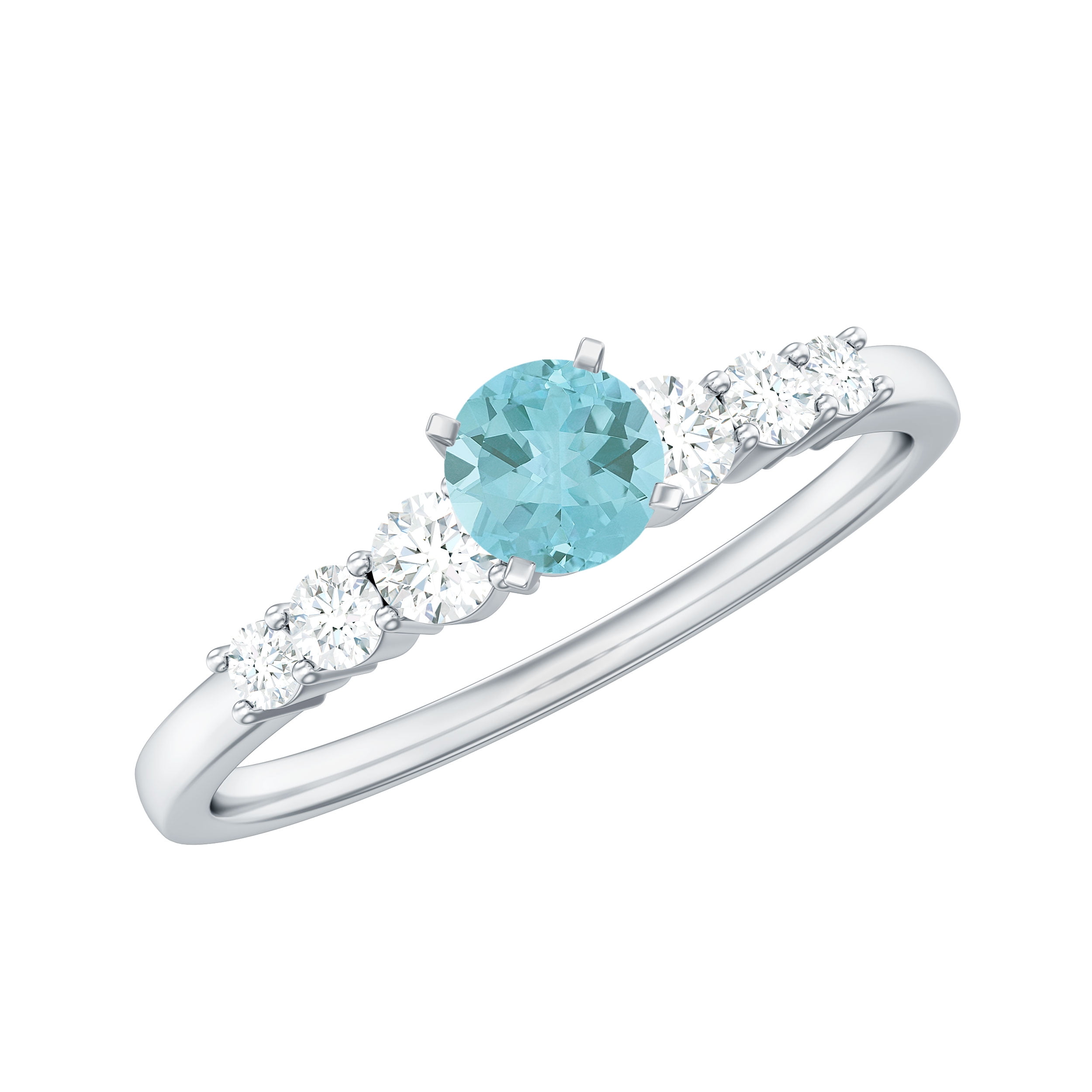 Graduated Style Sky Blue Topaz Promise Ring with Diamond - December ...