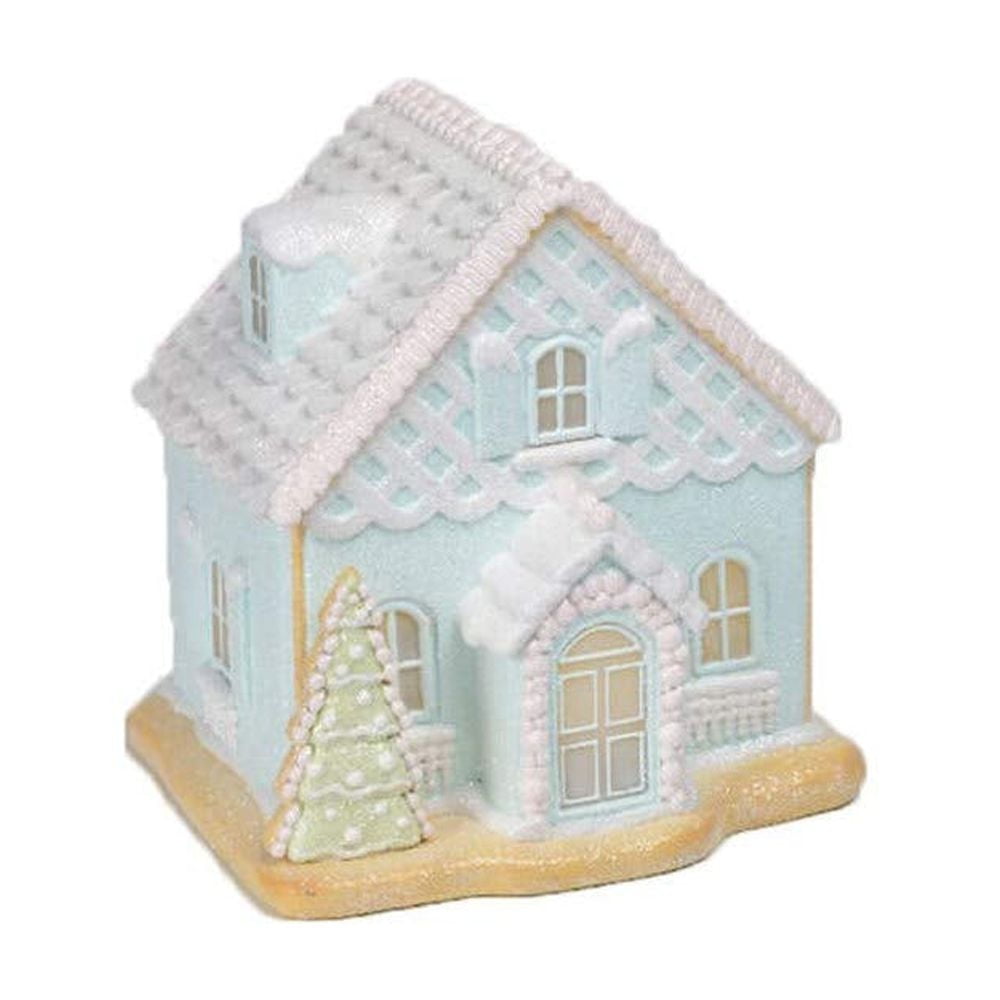 December Diamonds Santas Cookie Factory LED Blue House Figurine ...