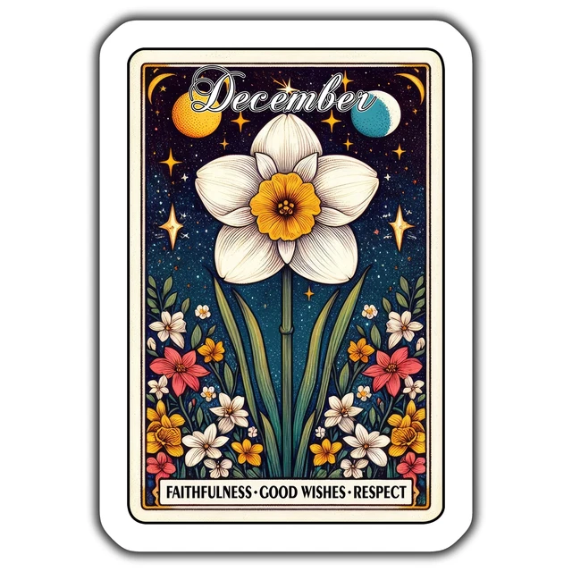 December Flower Sticker, Floral Aesthetic Sticker, Daffodil Design ...