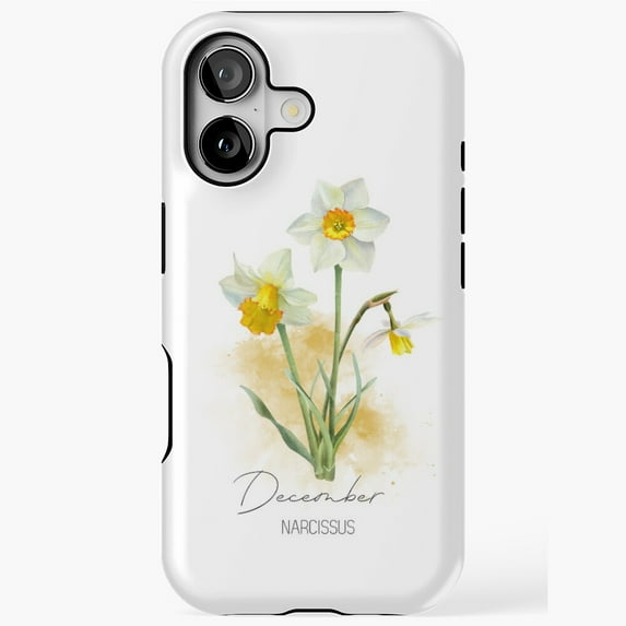 December Narcissus Birth Flower Botanical Pattern iPhone Case 17 ...
