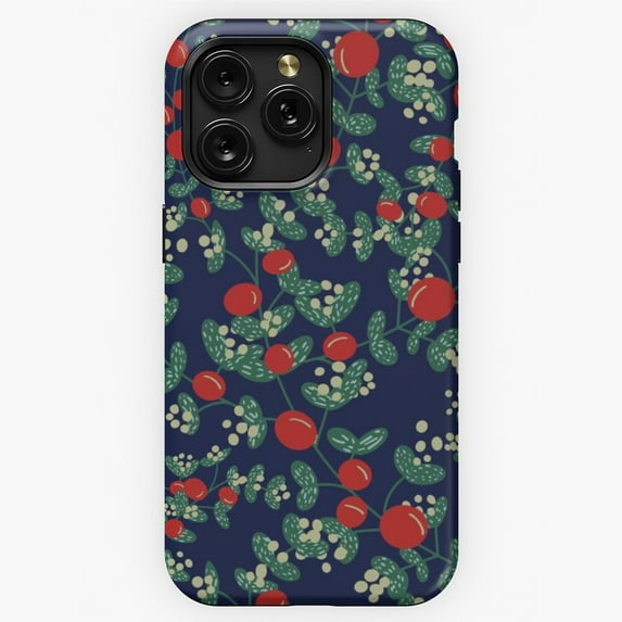 December Warm Vibes Red Cherry Dark Blue iPhone Case 17 11 12 13 14 15 ...