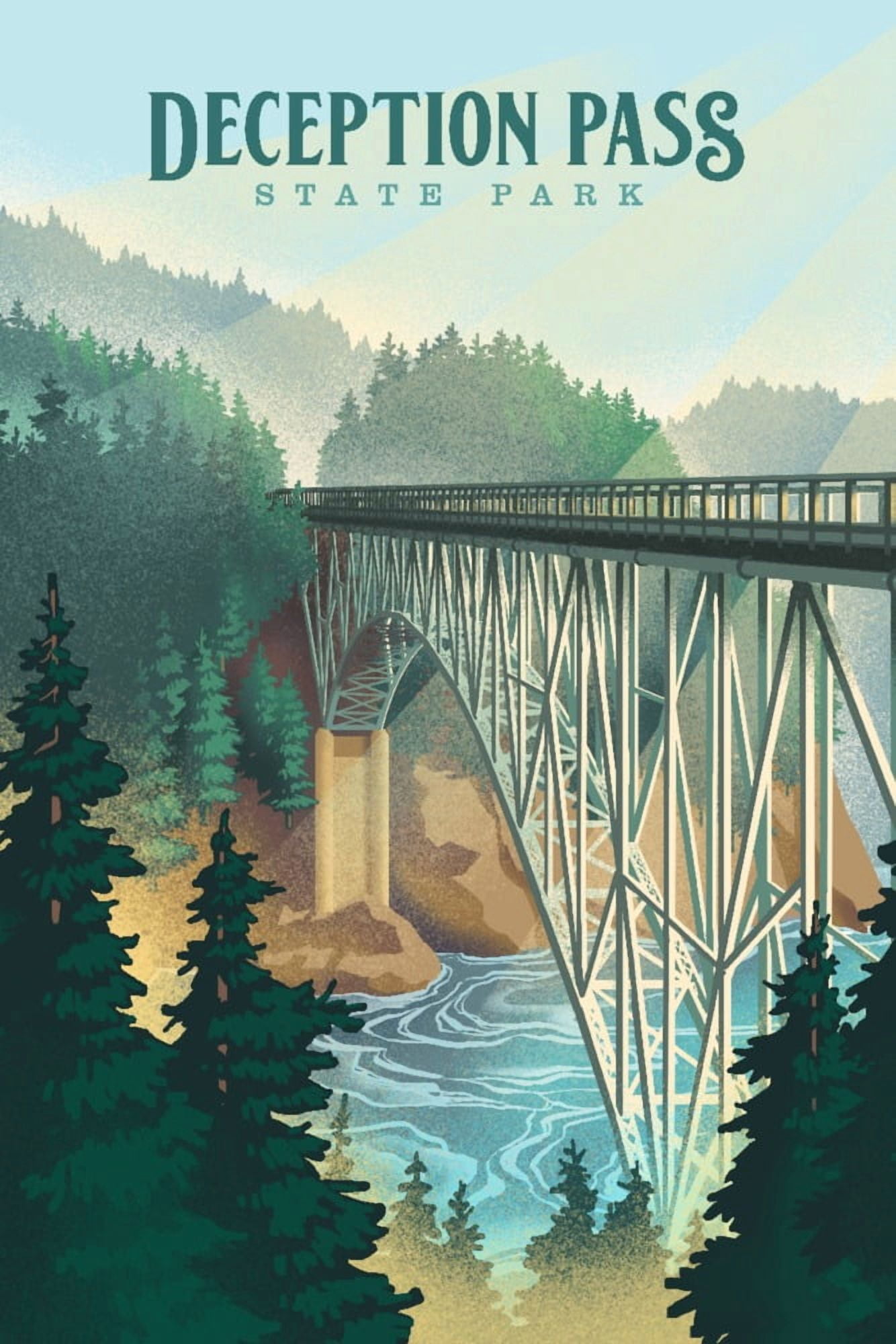 Deception Pass State Park, Washington, Lithograph (12x18 Wall Art ...