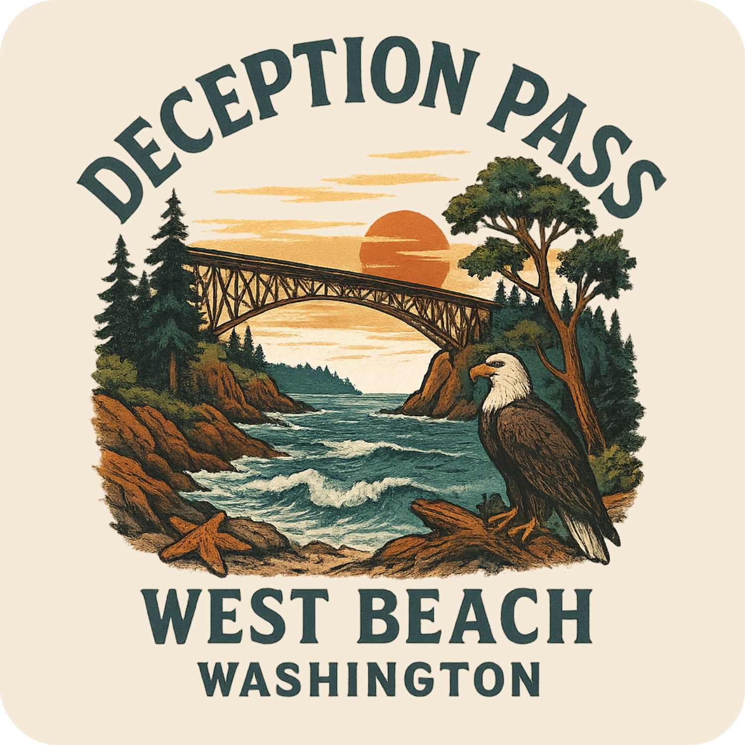 Deception Pass West Beach Washington Keepsakes Souvenir Vinyl Sticker ...
