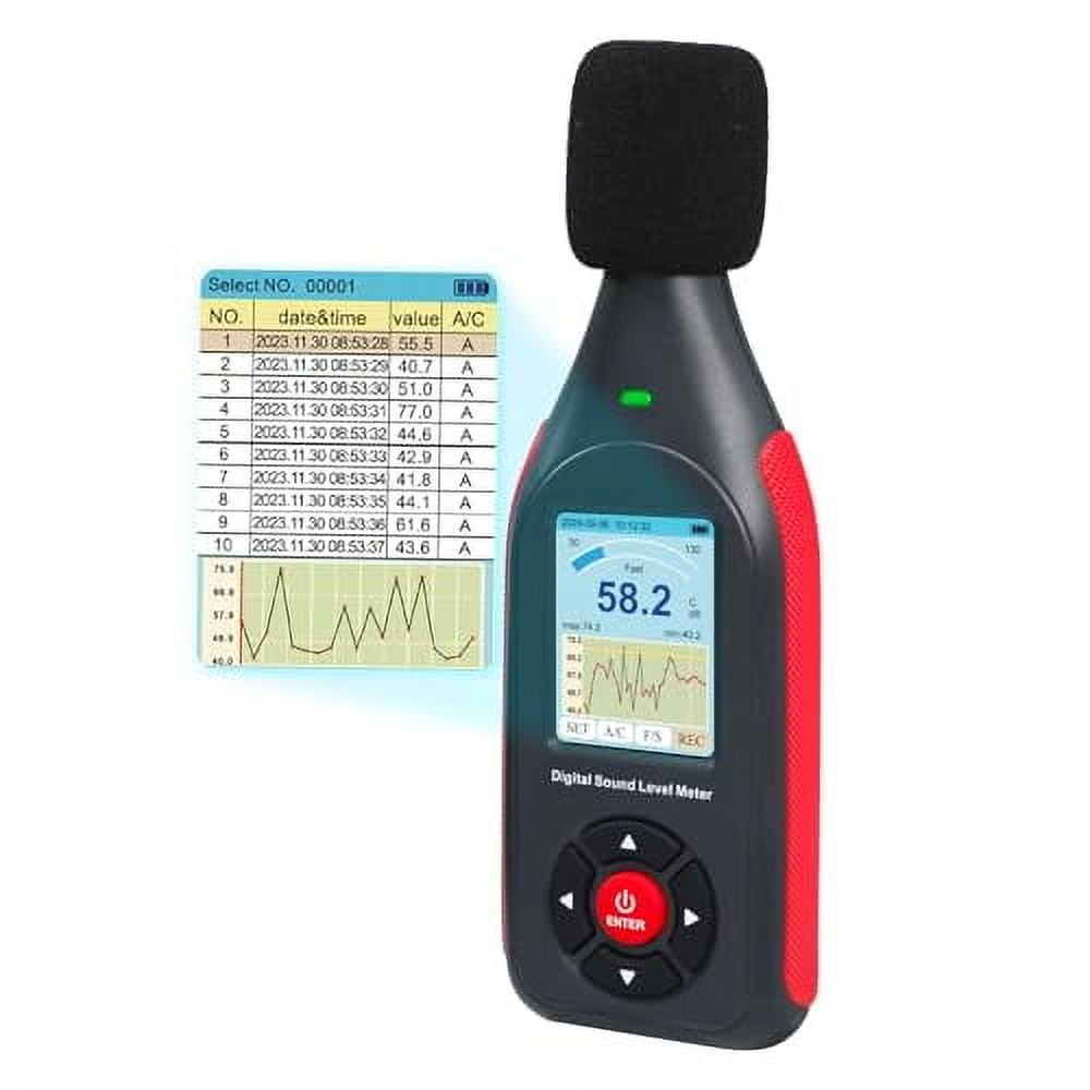 Decibel Meter Data Logger Digital Sound Decibel Meter, Sound Level Meter with 43,000 Data Record ...