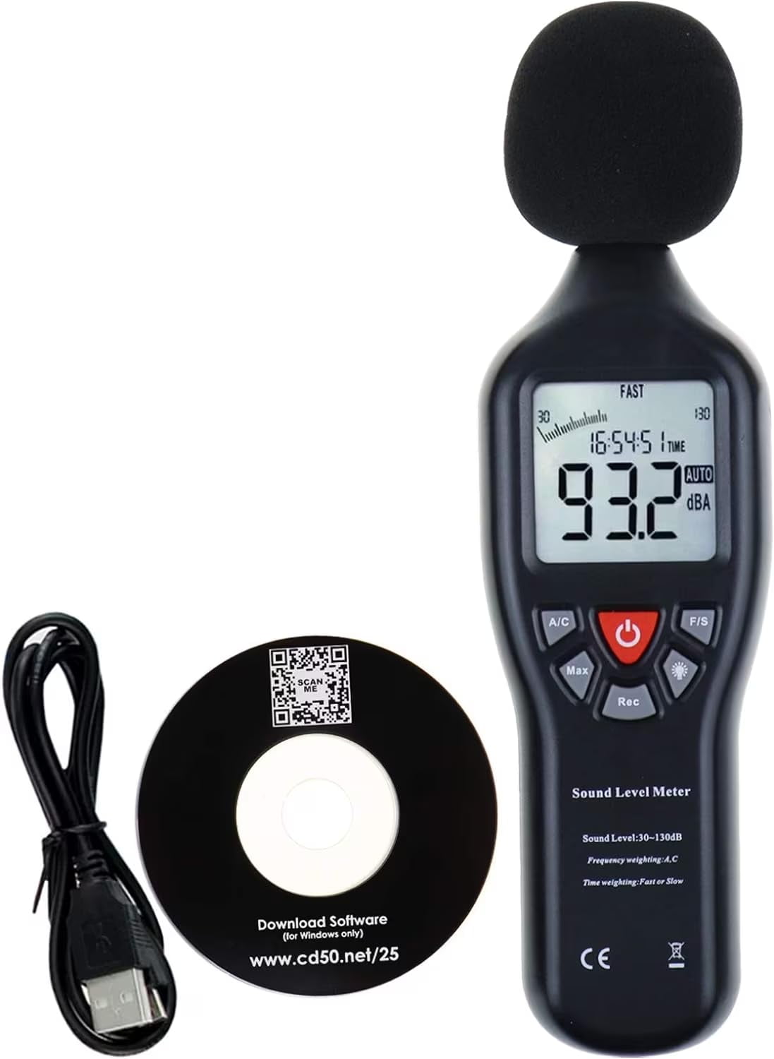 Decibel Meter Data Logger Professional Sound Level Meter High Accuracy ...