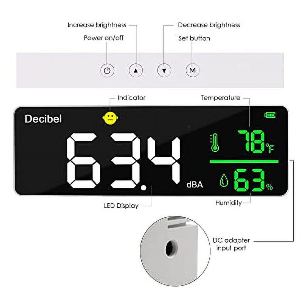 Decibel Meter Wall Hanging Sound Level Meter 11 inch Large LED Display ...