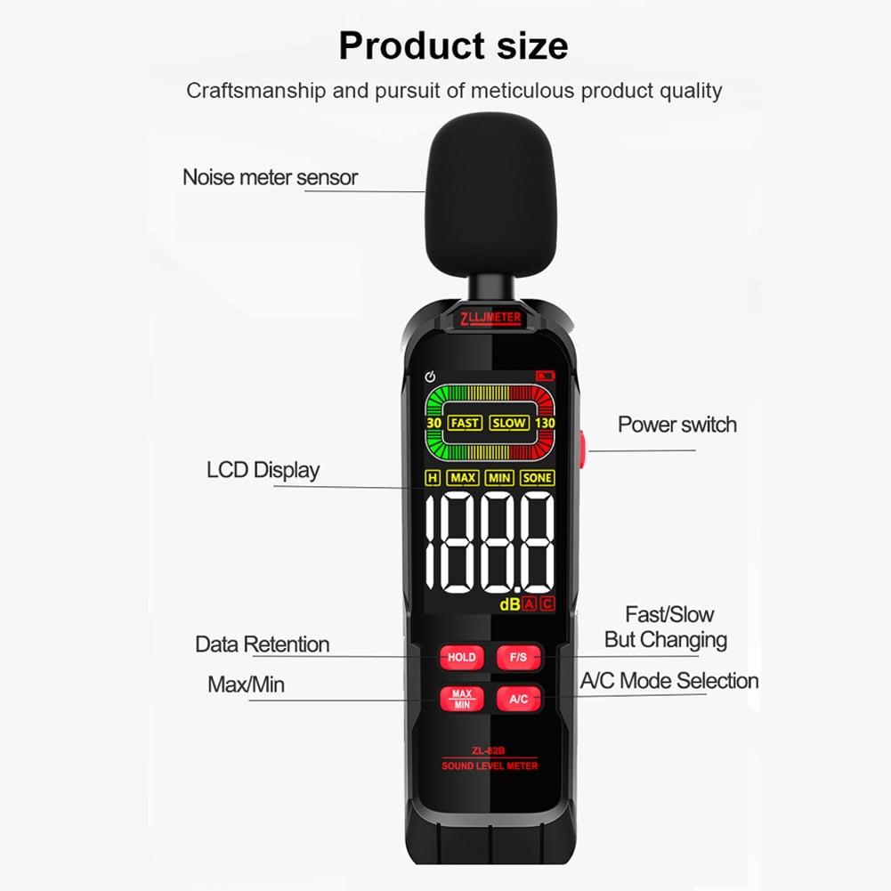 Decibel Tester,Wotao Lcd Display With Noise Meter Handheld Meter ...