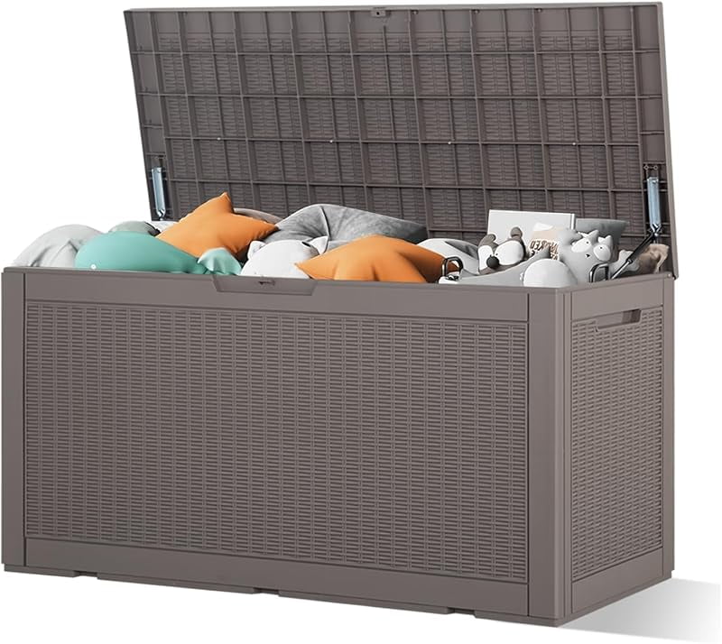 Deck Box 100 Gallons Waterproof Storage Box Bench with keyhole for ...