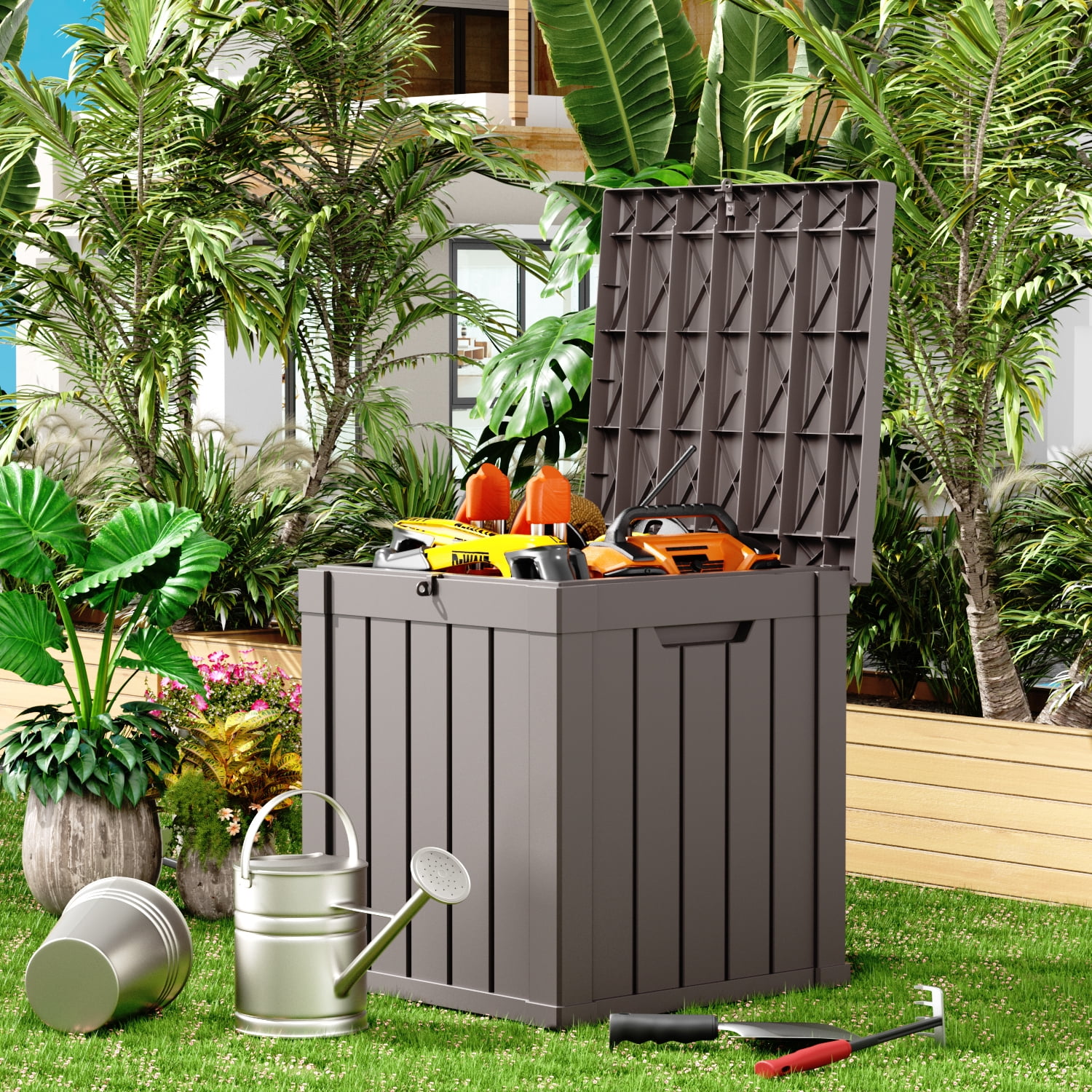 Deck Box - 50 Gallon Large Outdoor Storage box,Waterproof Patio ...