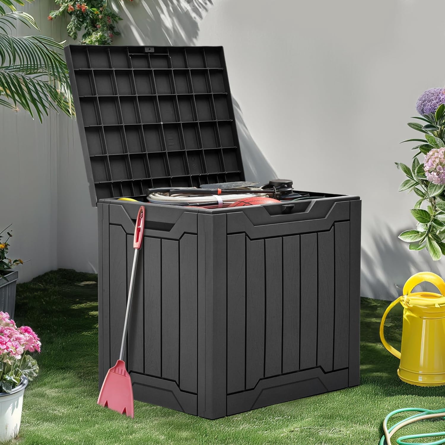 Deck Box, 51 Gallon Weather Resistant Outdoor Storage Container for ...