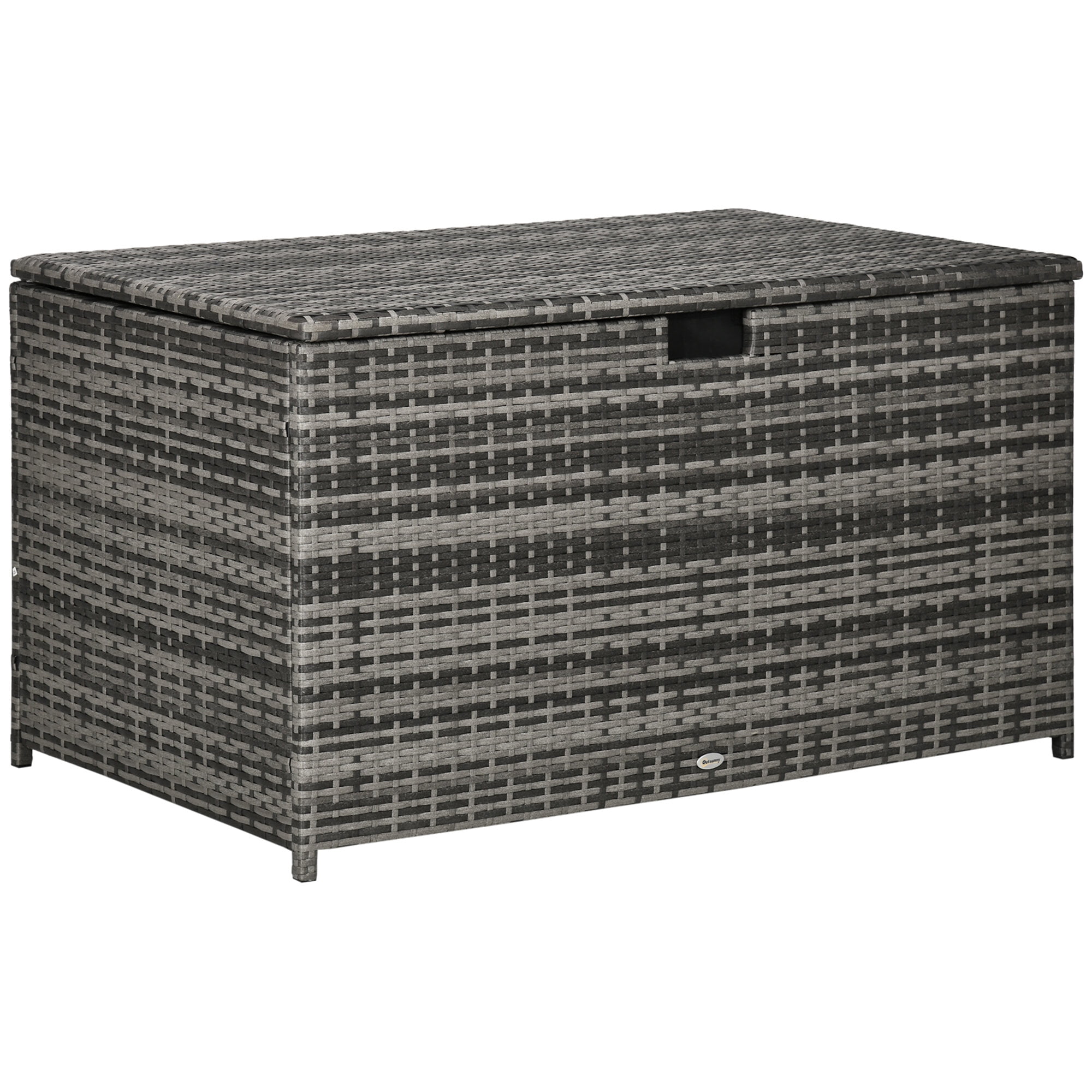 Deck Box Outsunny 113 Gallon Deck Box, Rattan Outdoor Storage Box ...