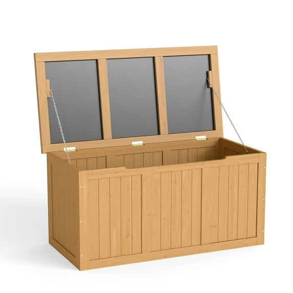 Deck Boxes 67 Gallon Outdoor Wooden Deck Box Solid Wood Storage Box ...
