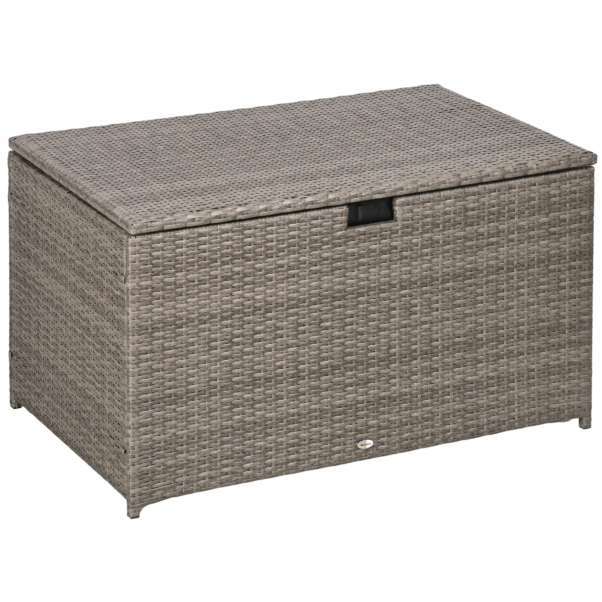 Deck Boxes Outsunny 113 Gallon Deck Box, Rattan Outdoor Storage Box ...