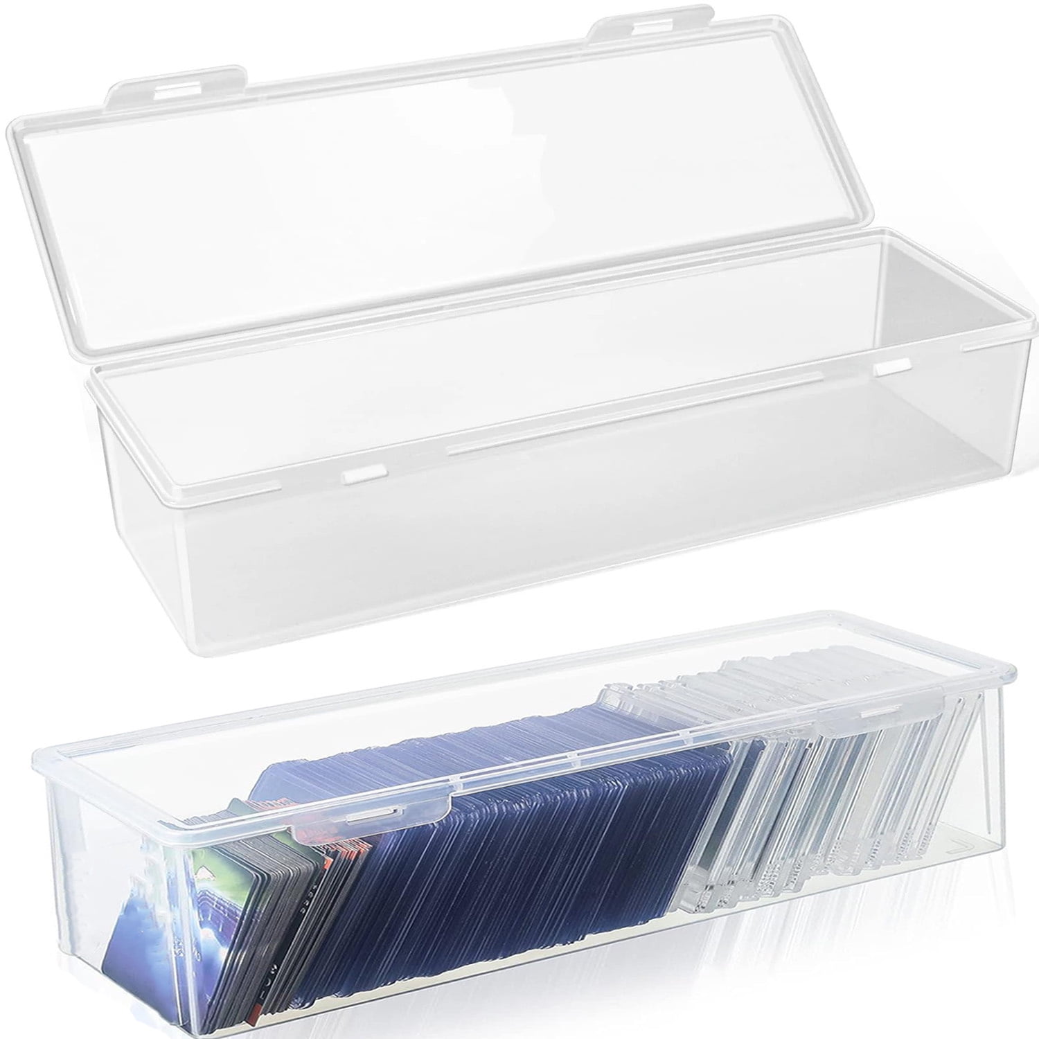 Deck Card Box,Bexikou 2 Pcs Playing Card Case,Plastic Trading Card ...