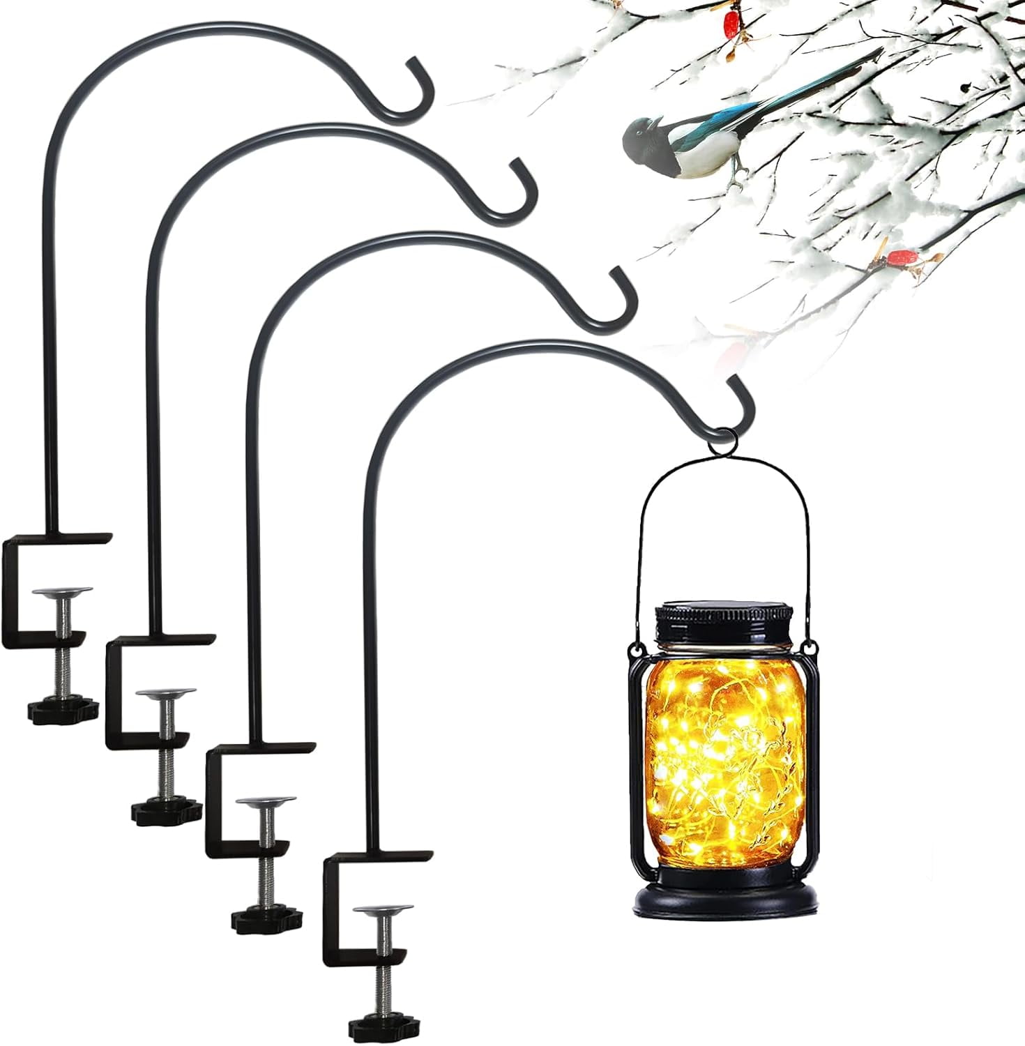 Deck Hook for Railing 4 Pack Deck Bird Feeder Pole with 2.2 Inch ...