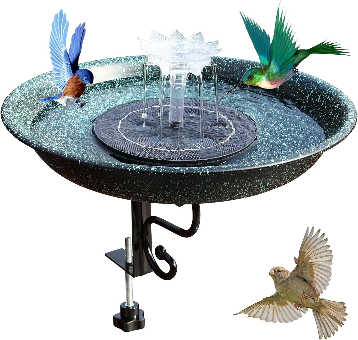 Deck Mounted Bird Bath,Dual Purpose Hummingbird Bath and Bird Feeder ...
