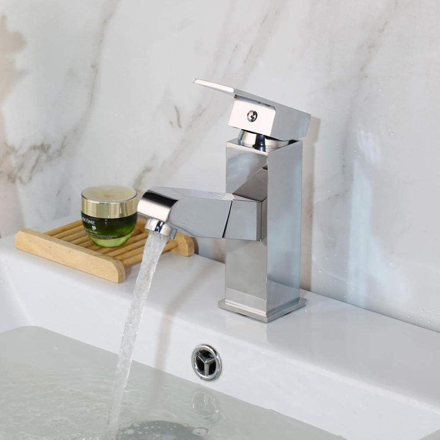 Deck Mounted Pull Out Bathroom Faucet Hot and Cold Water Mixer Crane ...
