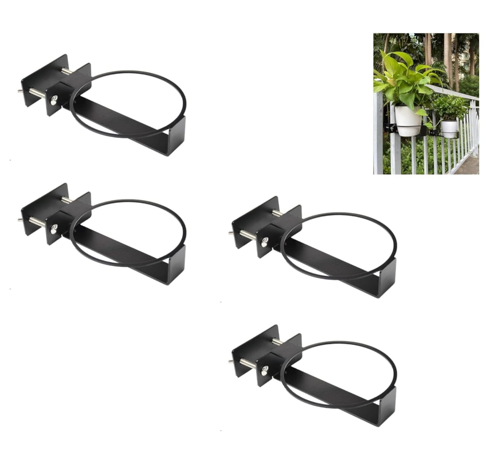 Deck Railing Flower Pot Holder, 6" Fence Bracket Kit for Round Pot ...