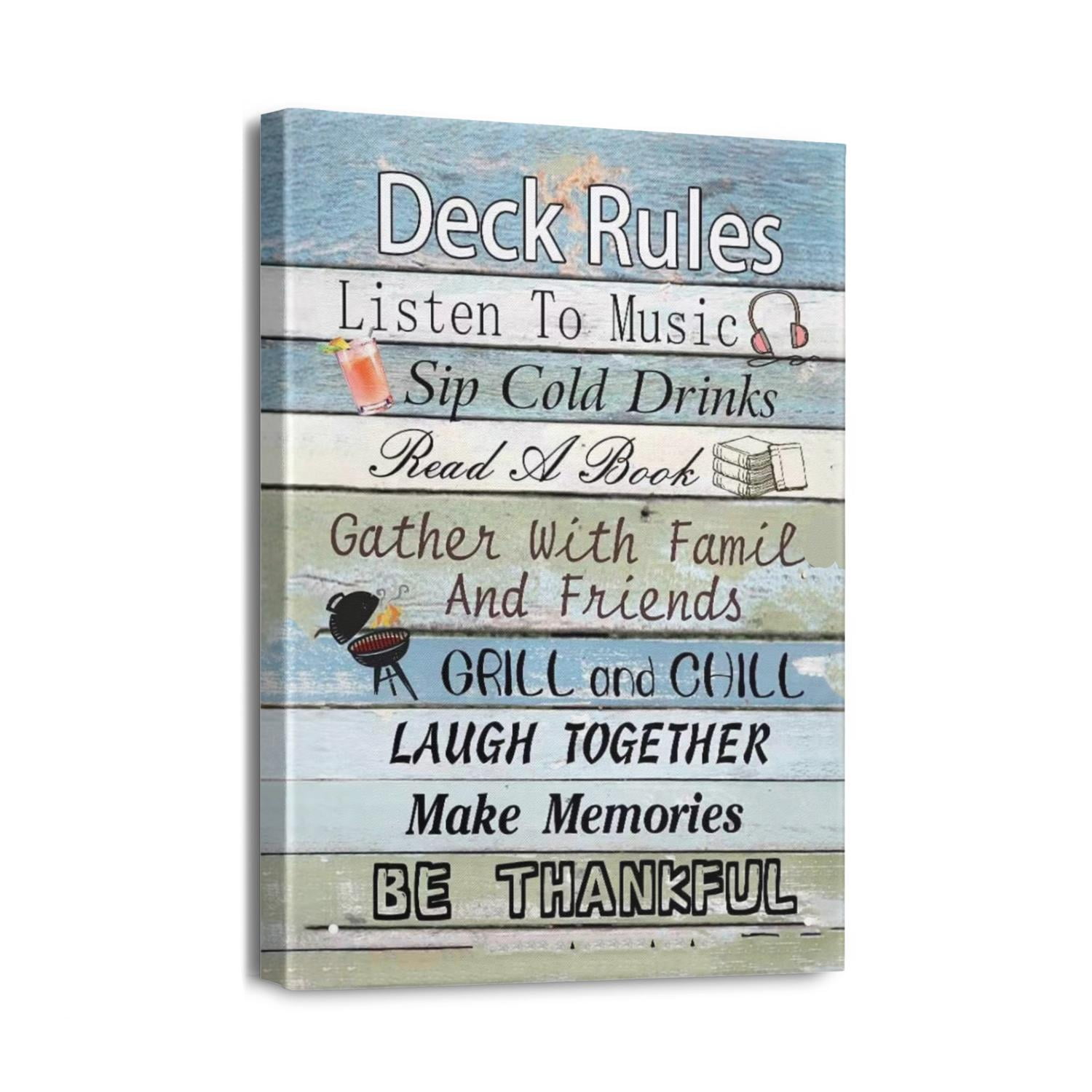 Deck Rules Canvas Wall Art Prints Artwork Signs Framed for Deck Wall ...