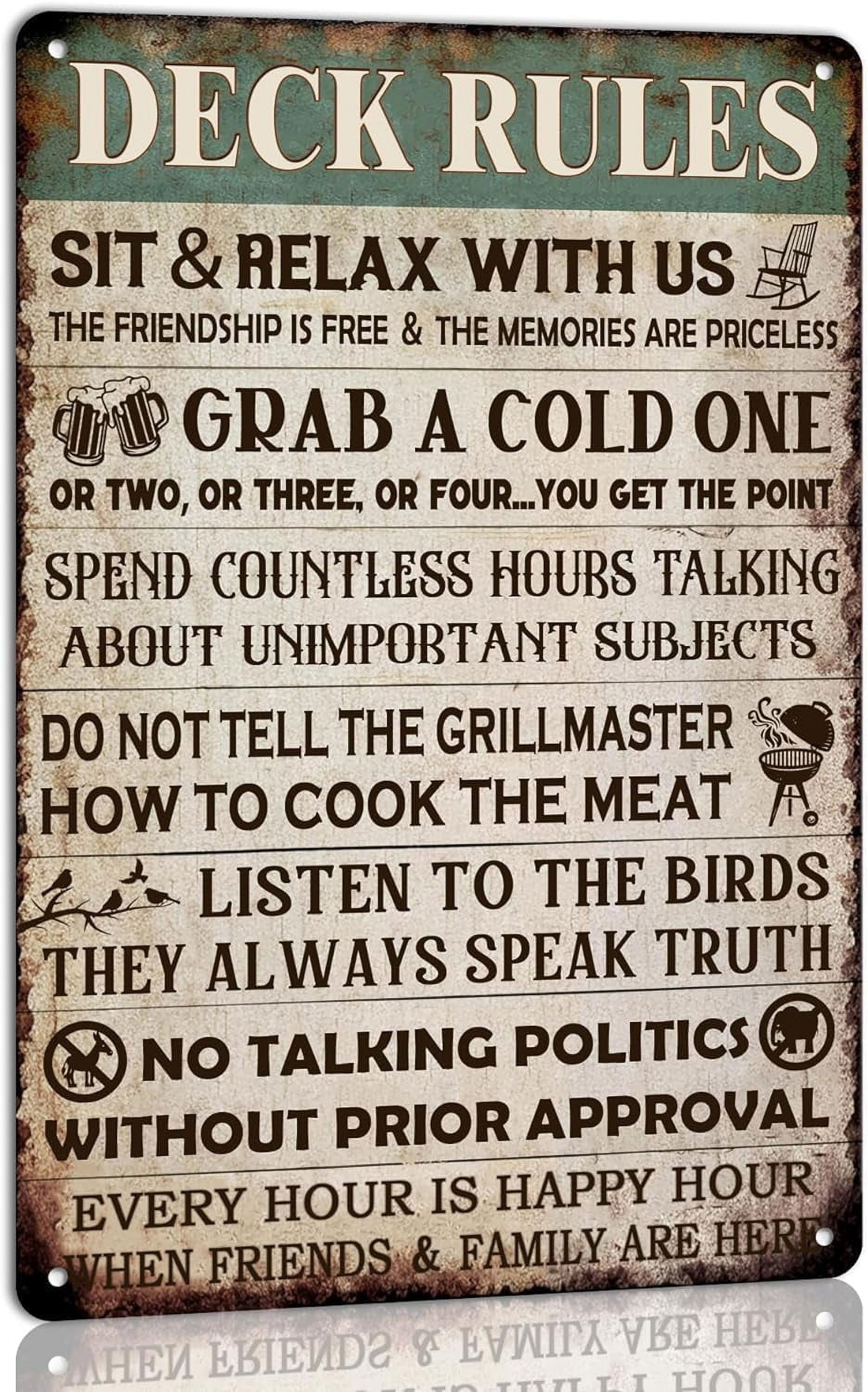 Deck Rules Metal Tin Sign House Wall Decor Backyard Decor Patio Porch ...