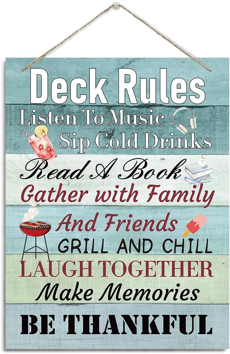 Deck Rules Sign, Sip Cold Drink Sign, Camping Decor, Camping Party ...