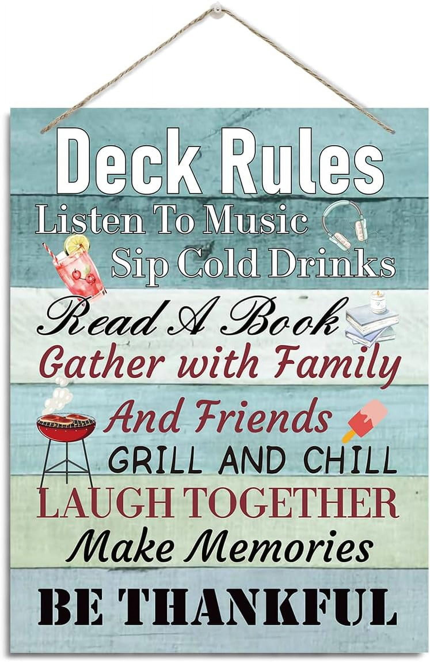 Deck Rules Sign, Sip Cold Drink Sign, Camping Decor, Camping Party ...