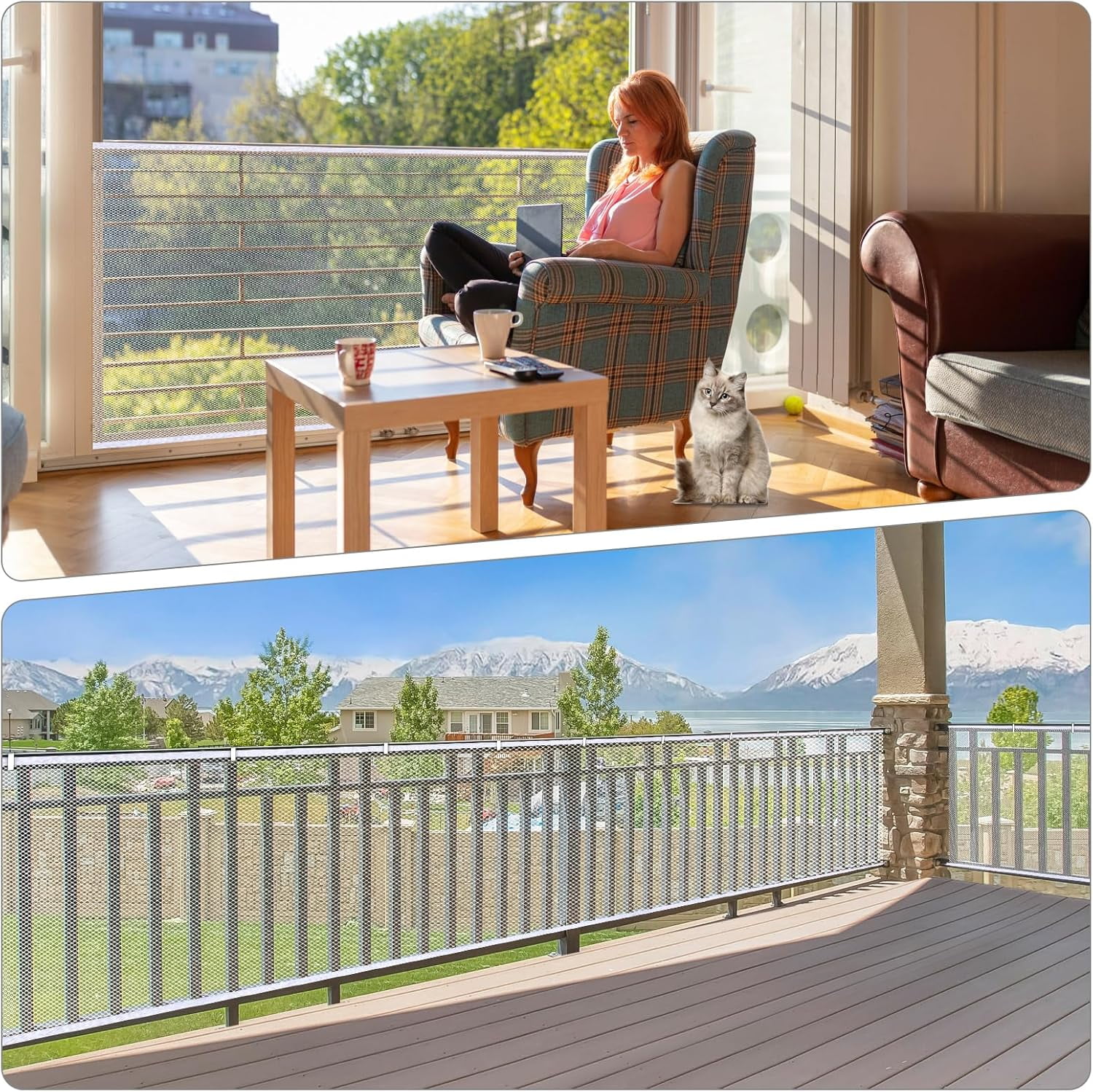 Deck Safety Net 10 ft x 3 ft, & Pet Proof Mesh for Balcony, Stairway ...
