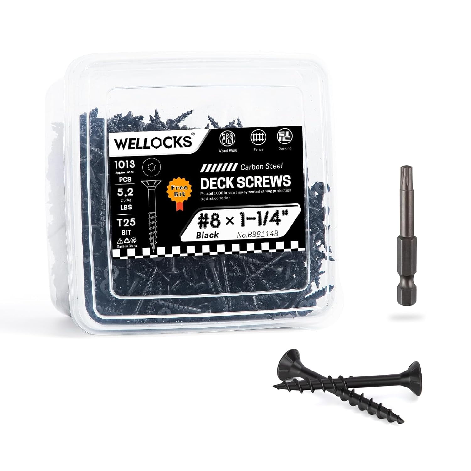 Deck Screws 1-1/4", Wood Screws #8×1-1/4", Black 1013 PCS, Superior ...