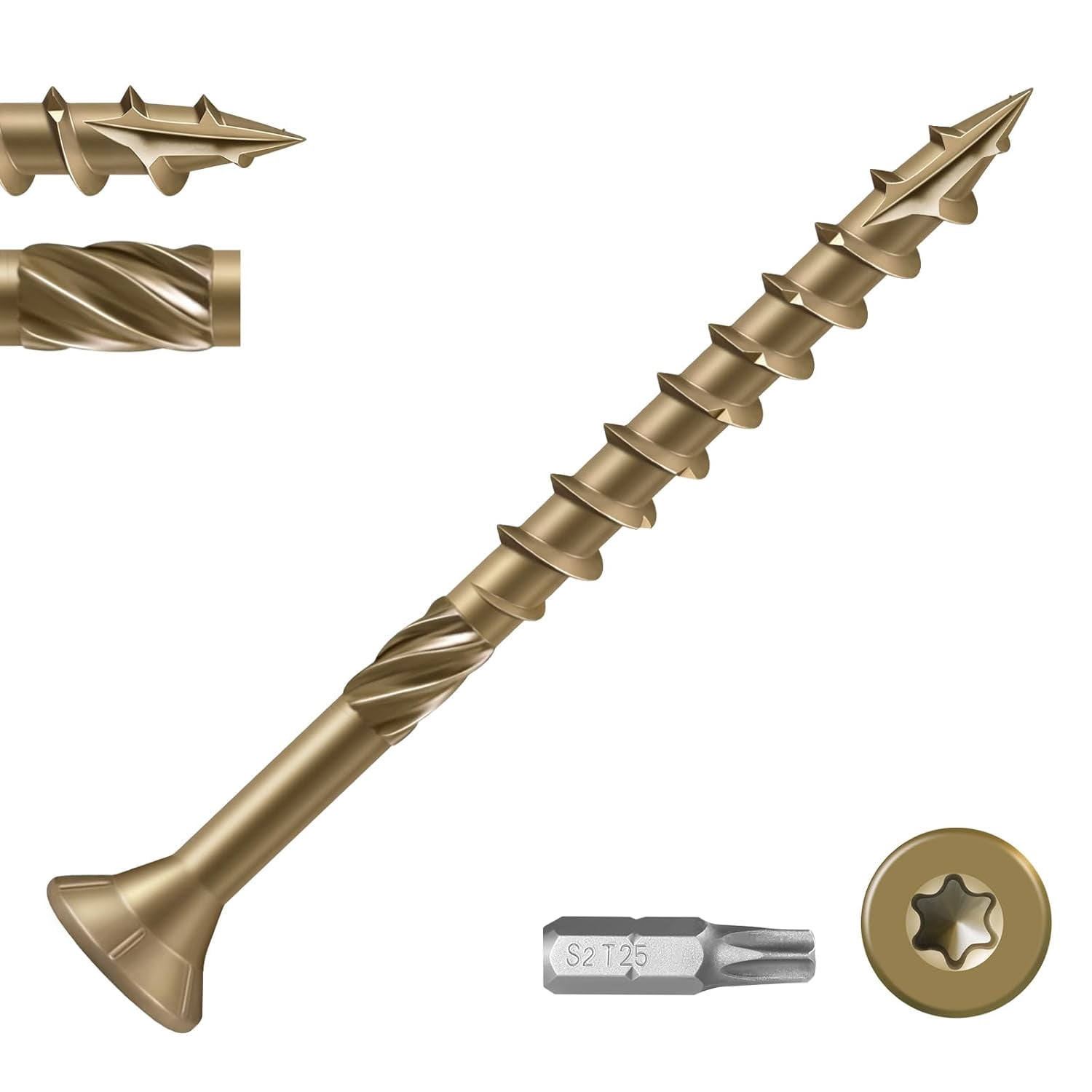 Deck Screws #10 x 2-1/2 Heavy Duty Exterior Wood Screws,Torx Drive Head ...