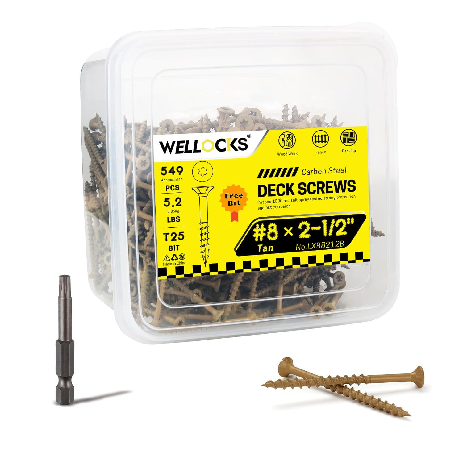 Deck Screws 2-1/2", Wood Screws #8×2-1/2", Tan 549 PCS, Superior Rust ...