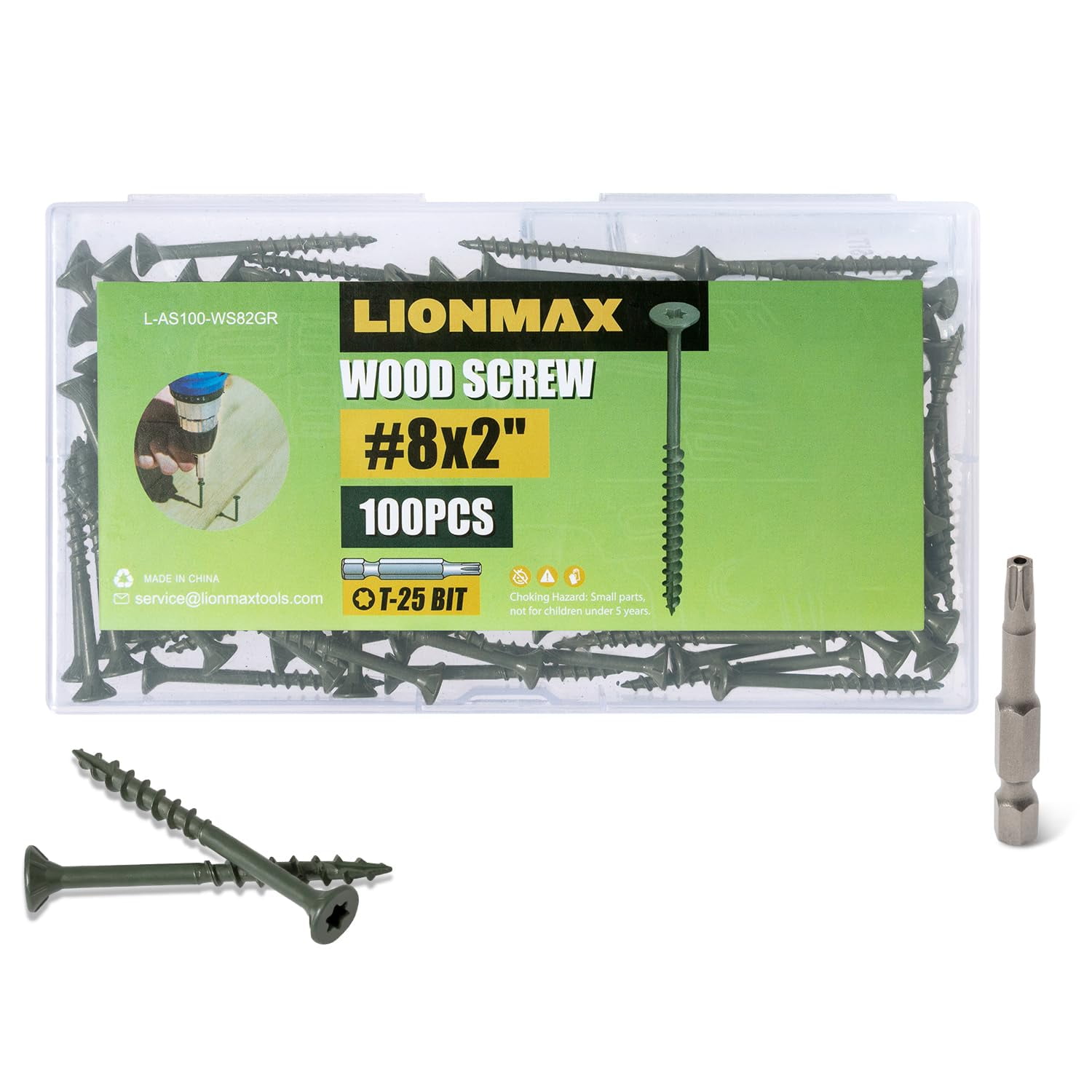 Deck Screws 2 Inch, Wood Screws #8 x 2, 100 PCS, Rust Resistant ...