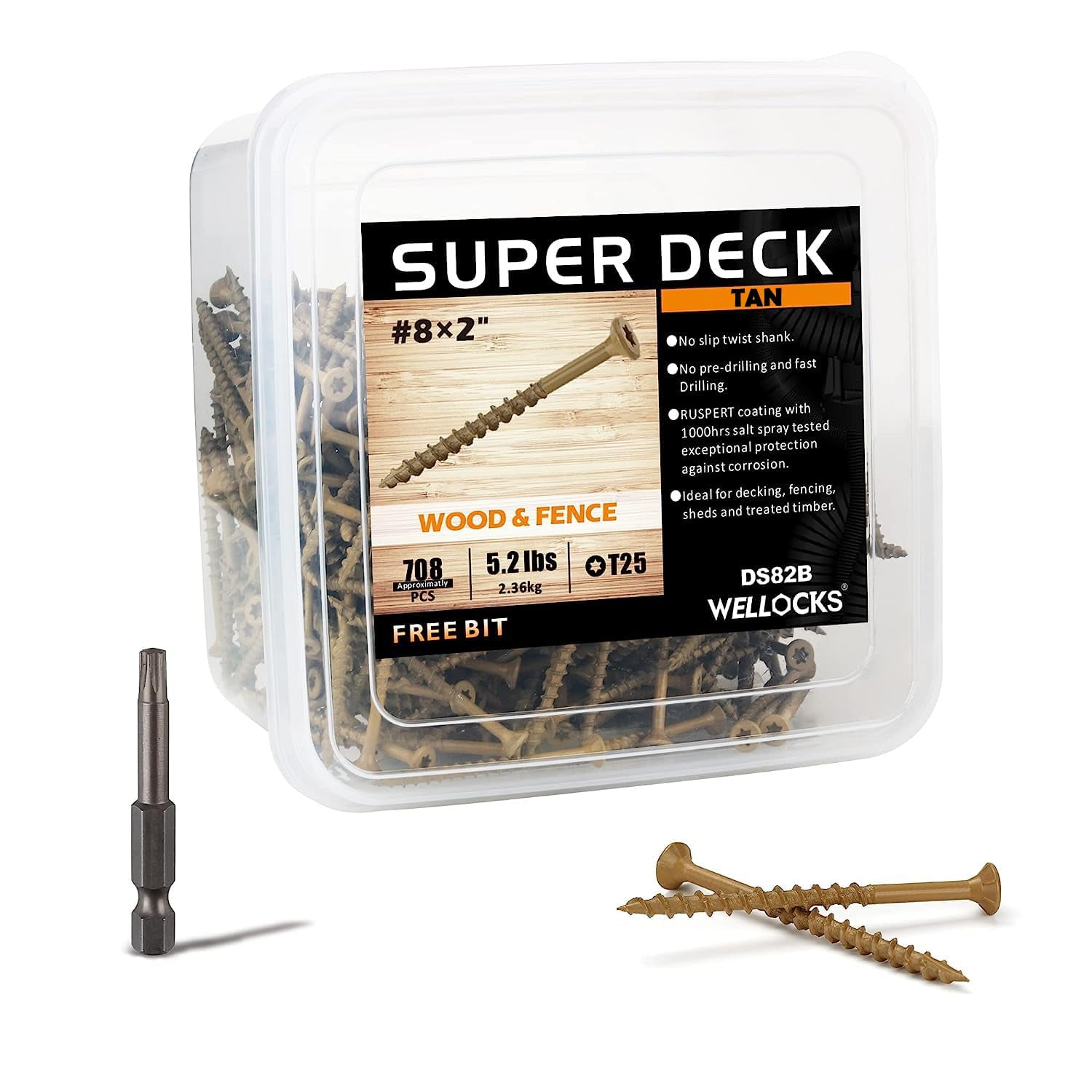 Deck Screws 2", Wood Screws #8×2", Tan 676 PCS, Superior Rust Resistant ...