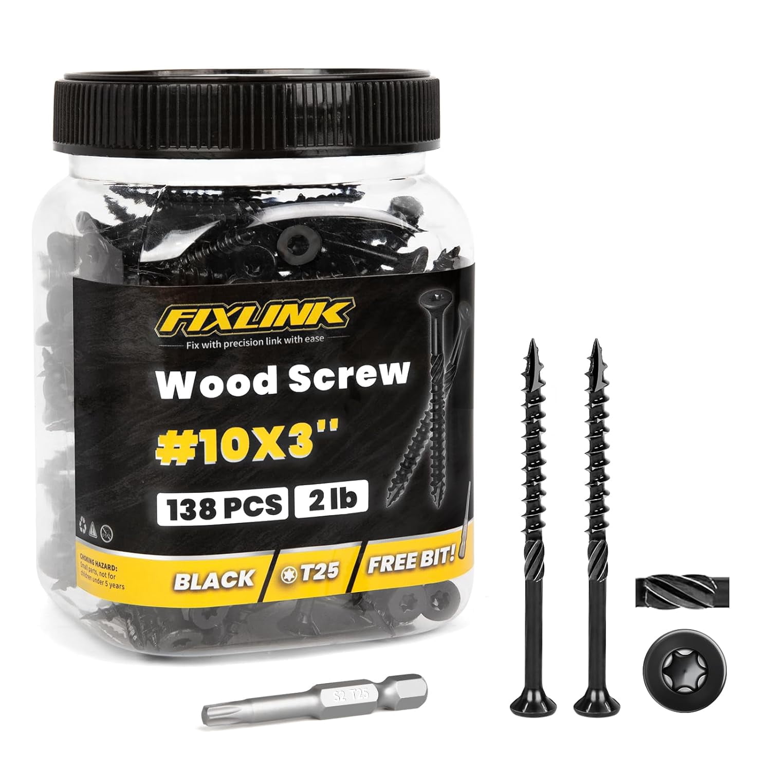 Deck Screws 3 Inch, 138pcs Wood Screws #10 x 3, 2lb, Epoxy Coated, T25 ...