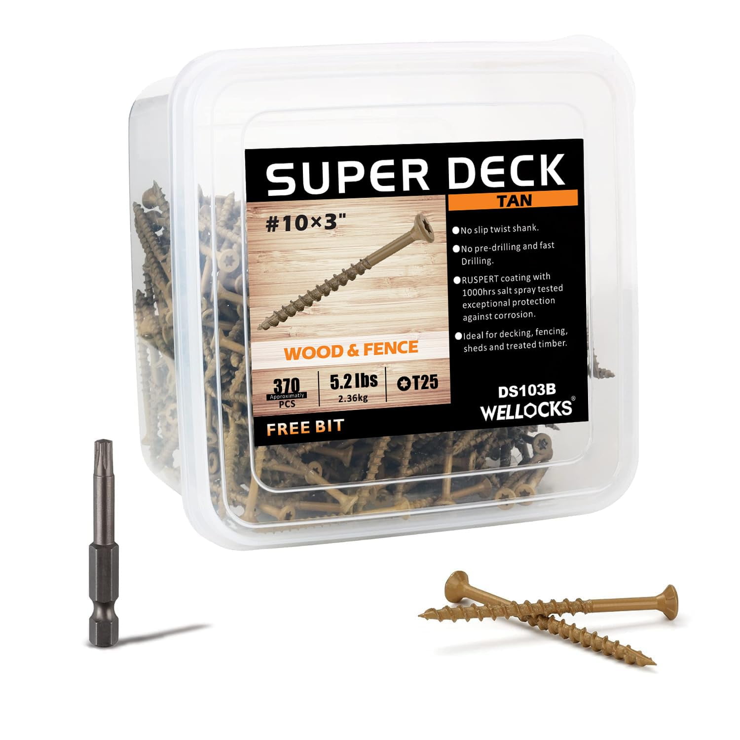 Deck Screws 3", Wood Screws #10×3", Tan 340 PCS, Superior Rust ...