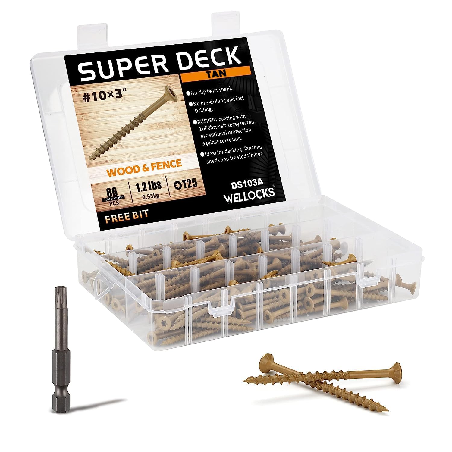 Deck Screws 3", Wood Screws #10×3", Tan 79 PCS, Superior Rust Resistant ...