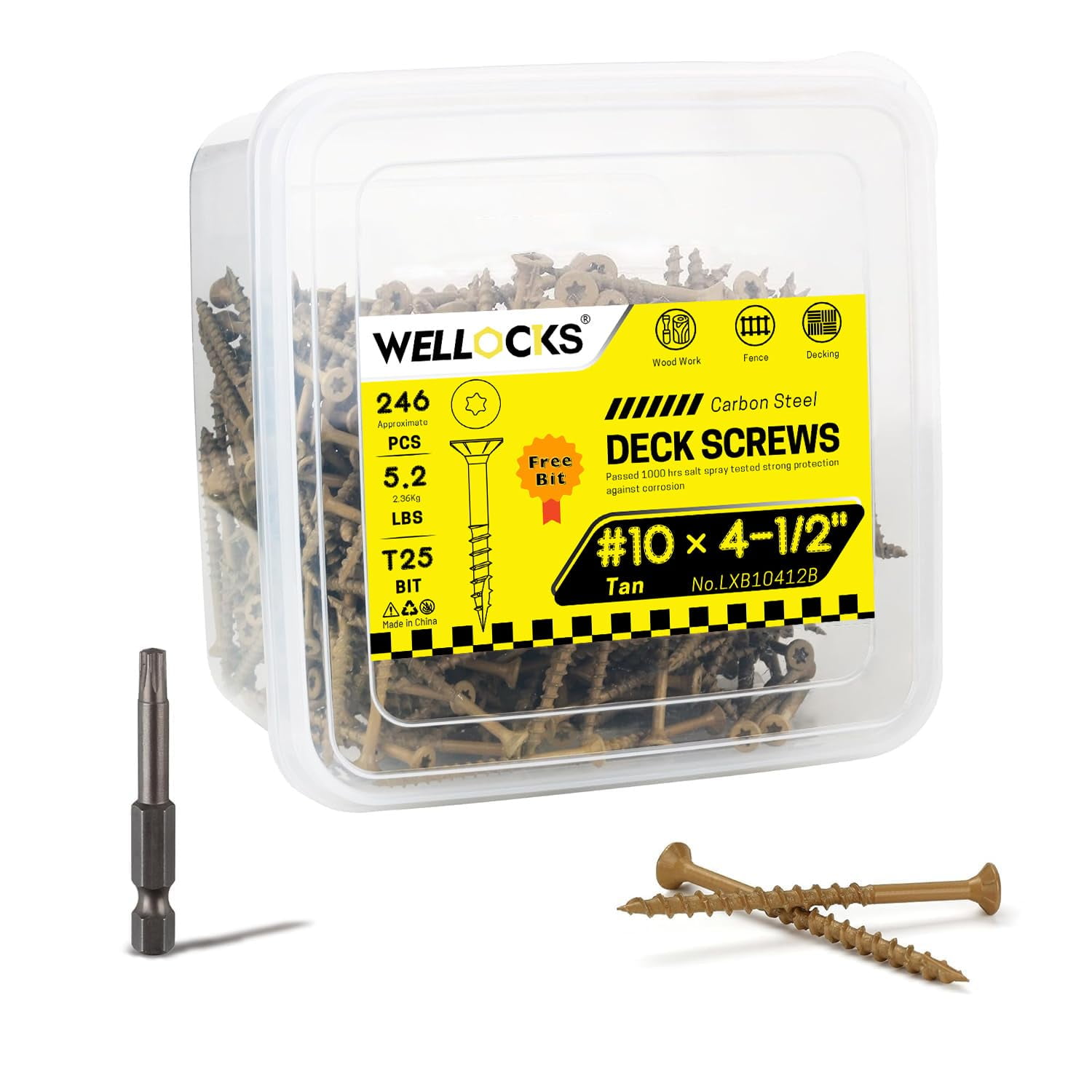 Deck Screws 4-1/2", Wood Screws #10×4-1/2", Tan 246 PCS, Superior Rust ...