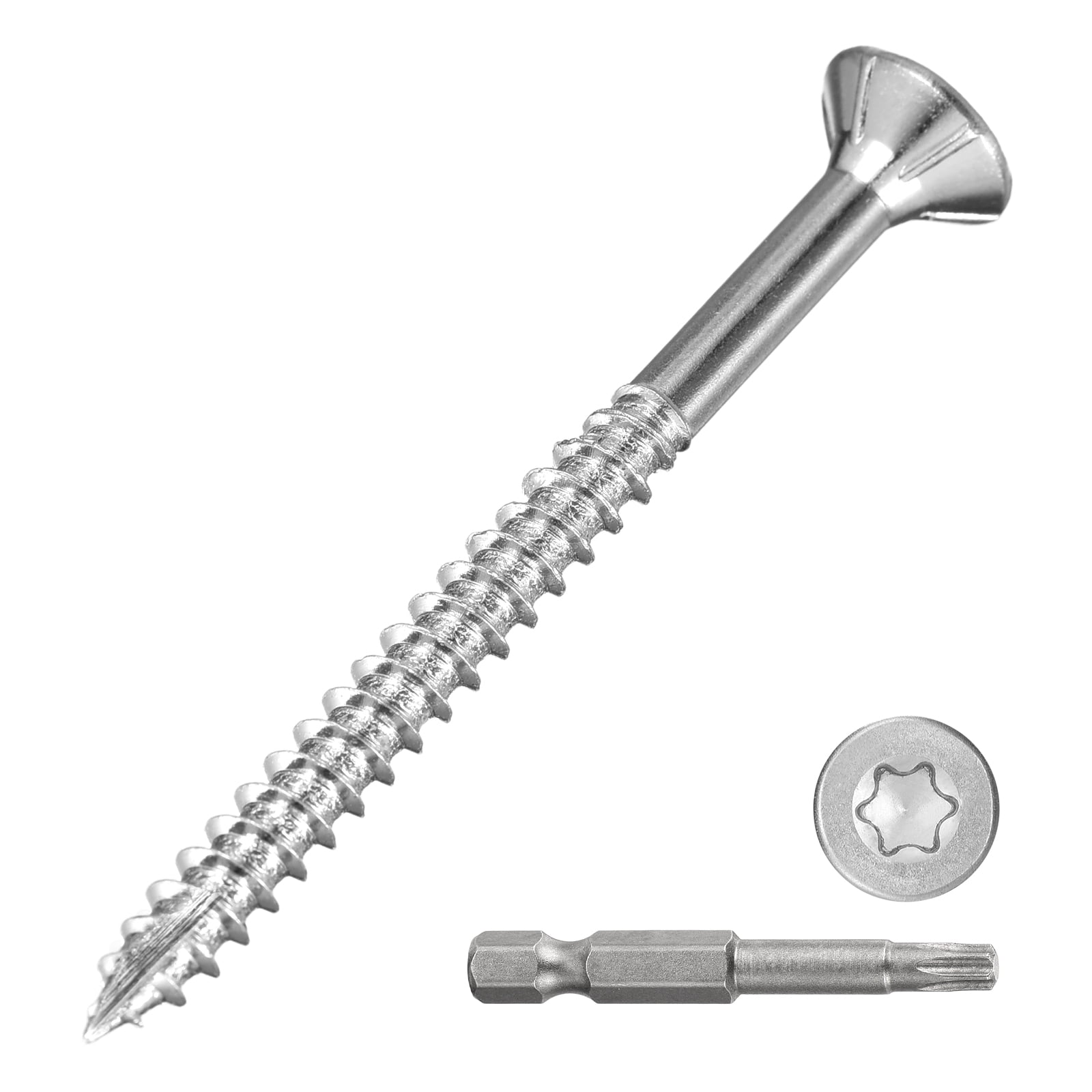 Deck Screws (#8x2") 100Pcs, Carbon Steel Wood Screw Decking Screws with ...