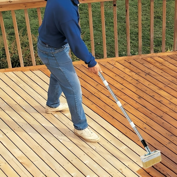 Deck Stain Brush with Long Handle 67inch Stainless Steel Extension Pole ...
