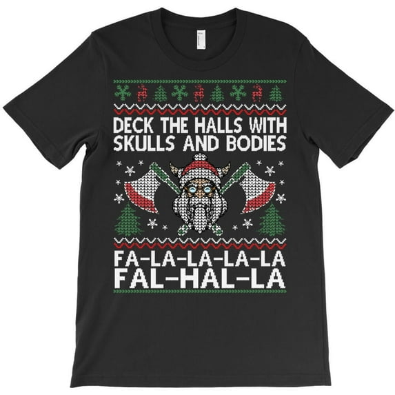 Deck The Halls With Skeleton Head And Bodies Funny Viking Christmas ...