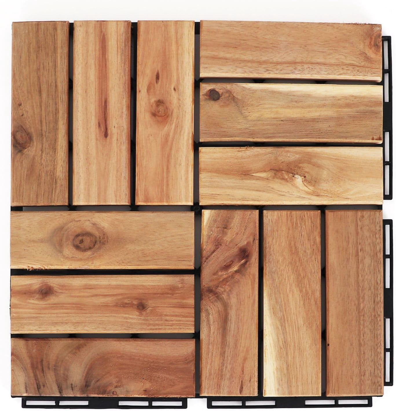 Deck Tiles - Patio Pavers - Acacia Wood Outdoor Flooring - Interlocking ...