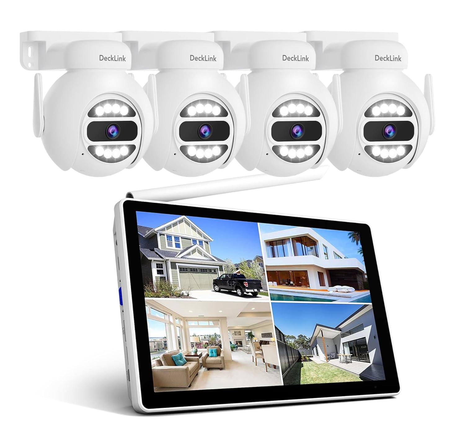 DeckLink Wireless Security Camera System 4 Cameras with LED Lights ...