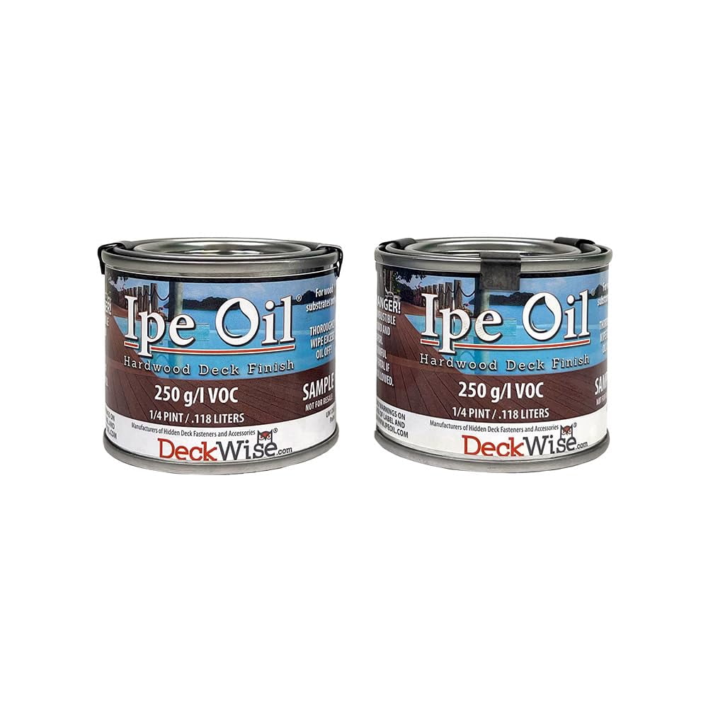 DeckWise Ipe Oil Hardwood Deck Natural Finish Semi-Transparent 250 VOC 1/4 Pint Sample 2-Pack ...