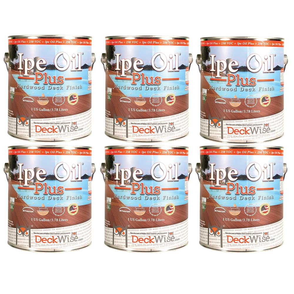 DeckWise Ipe Oil Plus Hardwood Deck Semi-Transparent 100 VOC Natural Finish (Pack of 6, 1-Gallon ...