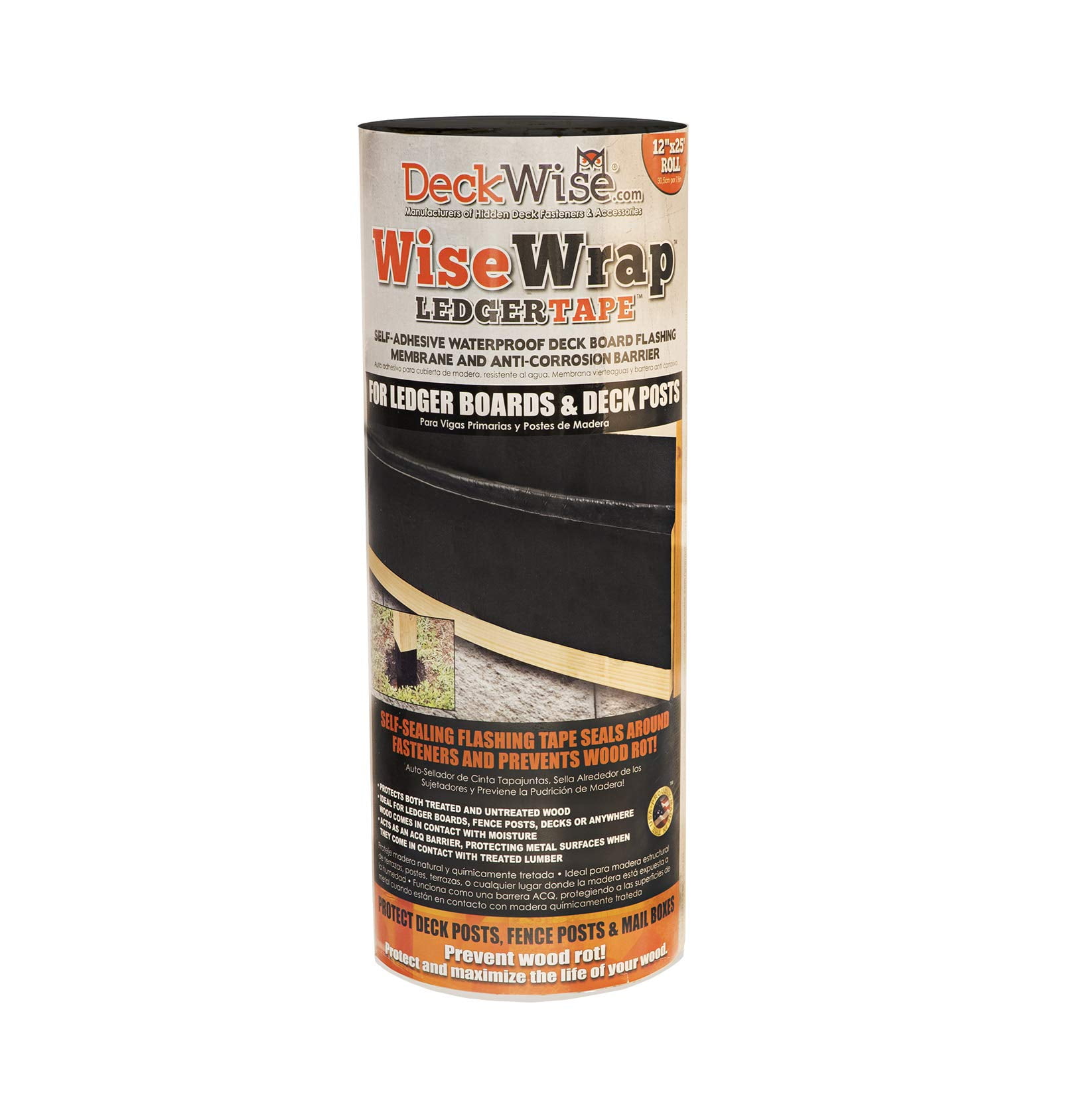 DeckWise WiseWrap LedgerTape 12" x 25' Self-Adhesive Deck Ledger Board ...